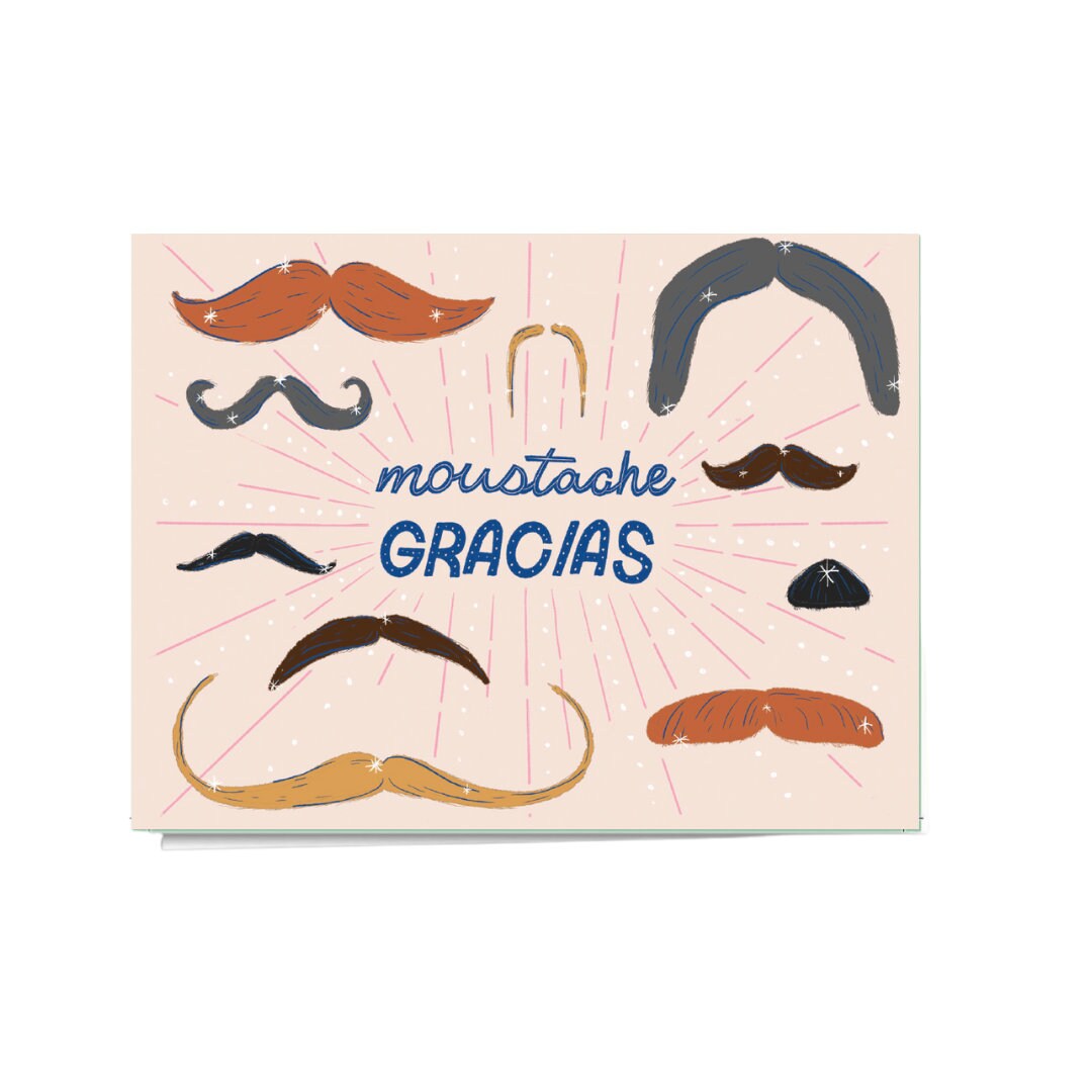 Moustache Gracias | Greeting Card | Funny Thank You | Hilarious Thank ...