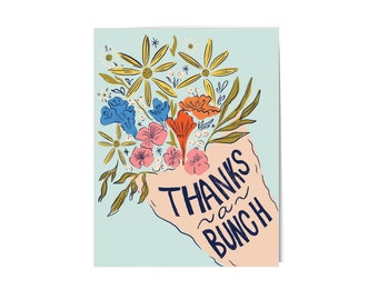 Thanks a Bunch Banana Thank You Card Fruit Pun Greeting - Etsy