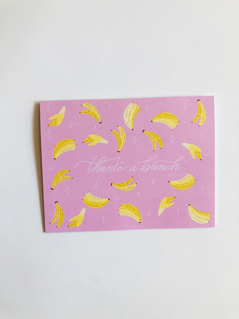 Thanks a Bunch Banana Thank You Card Fruit Pun Greeting - Etsy