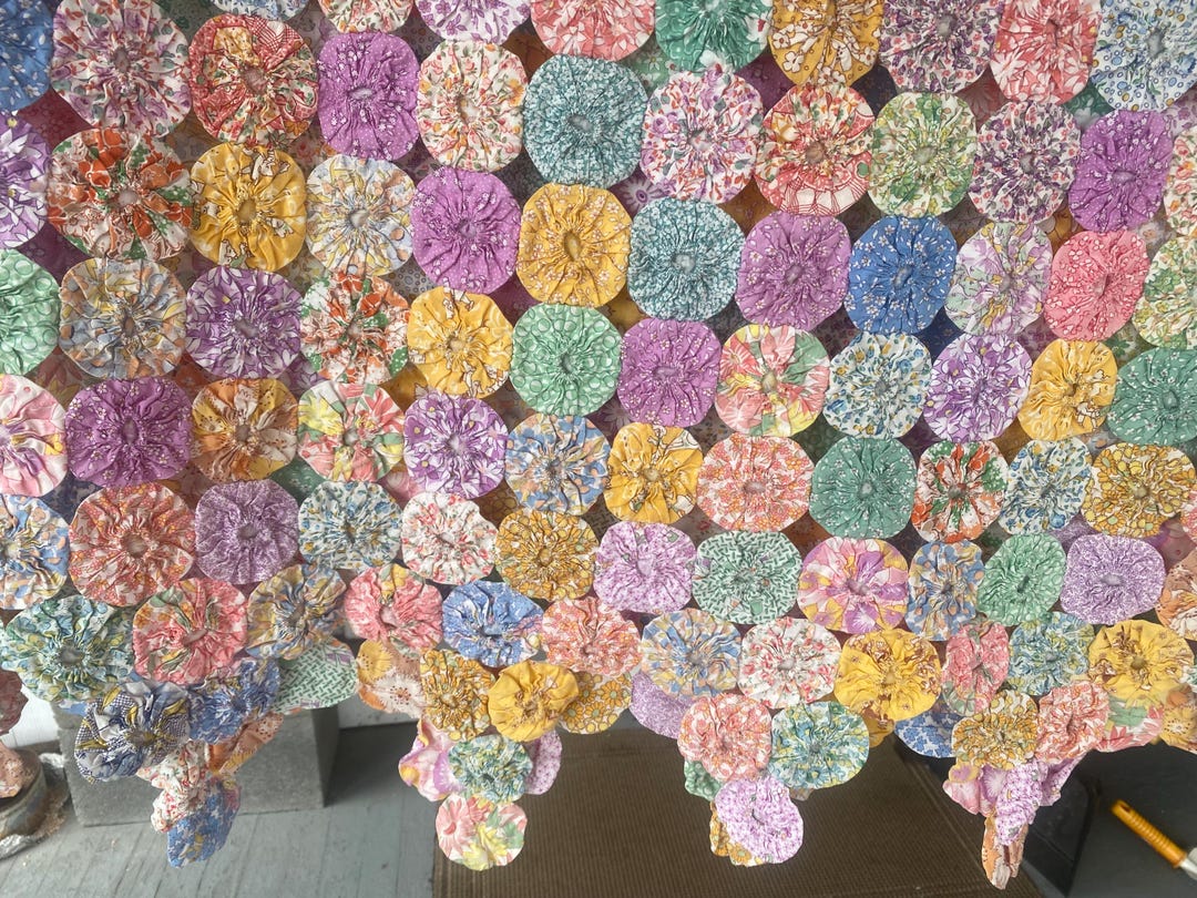 Sale!!!!vintage Cotton Multicolor Yo-yo Quilt - Etsy