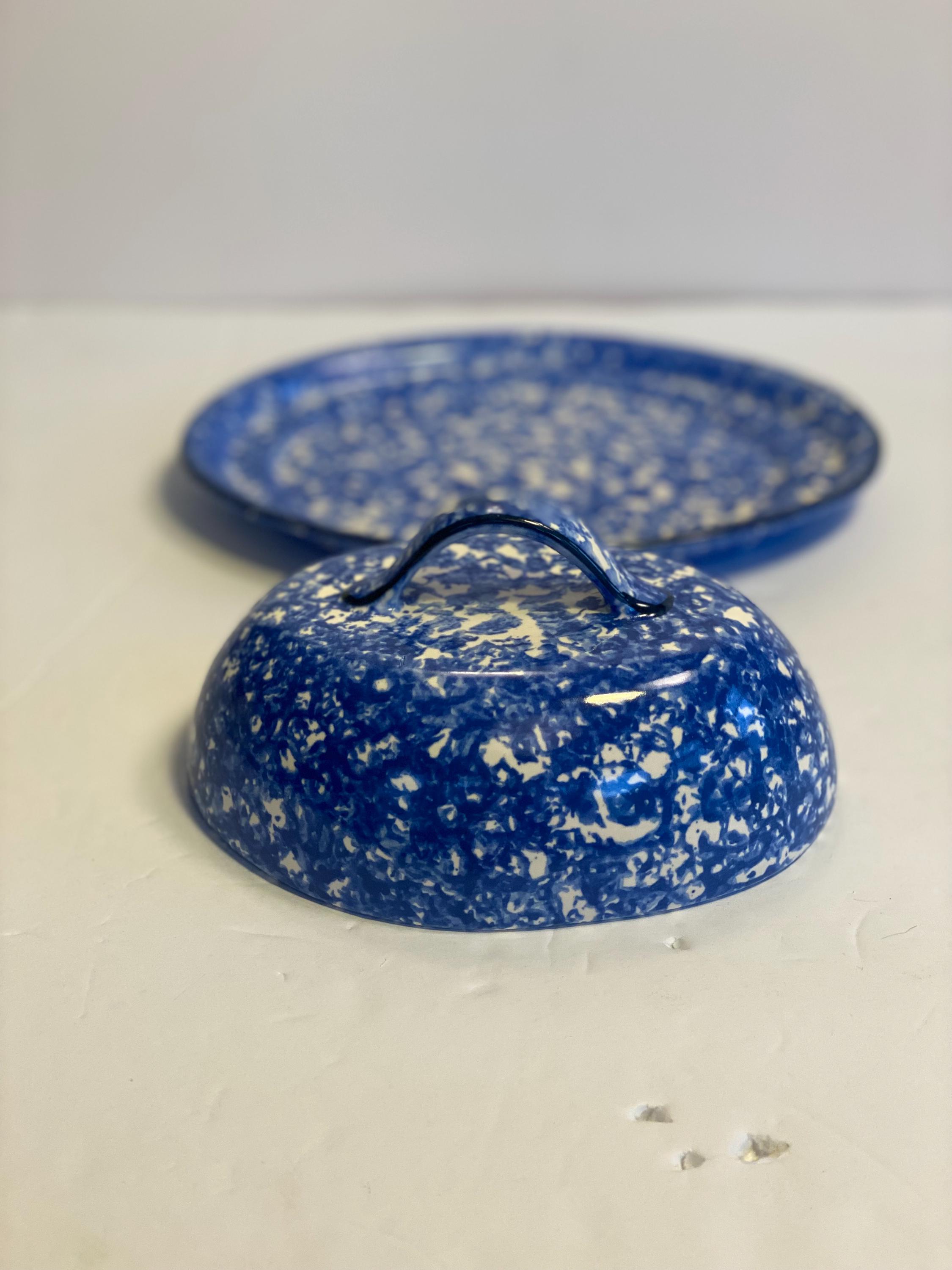 Stangl Vintage Town and Country Hand Painted Blue Splatter Ware Covered ...