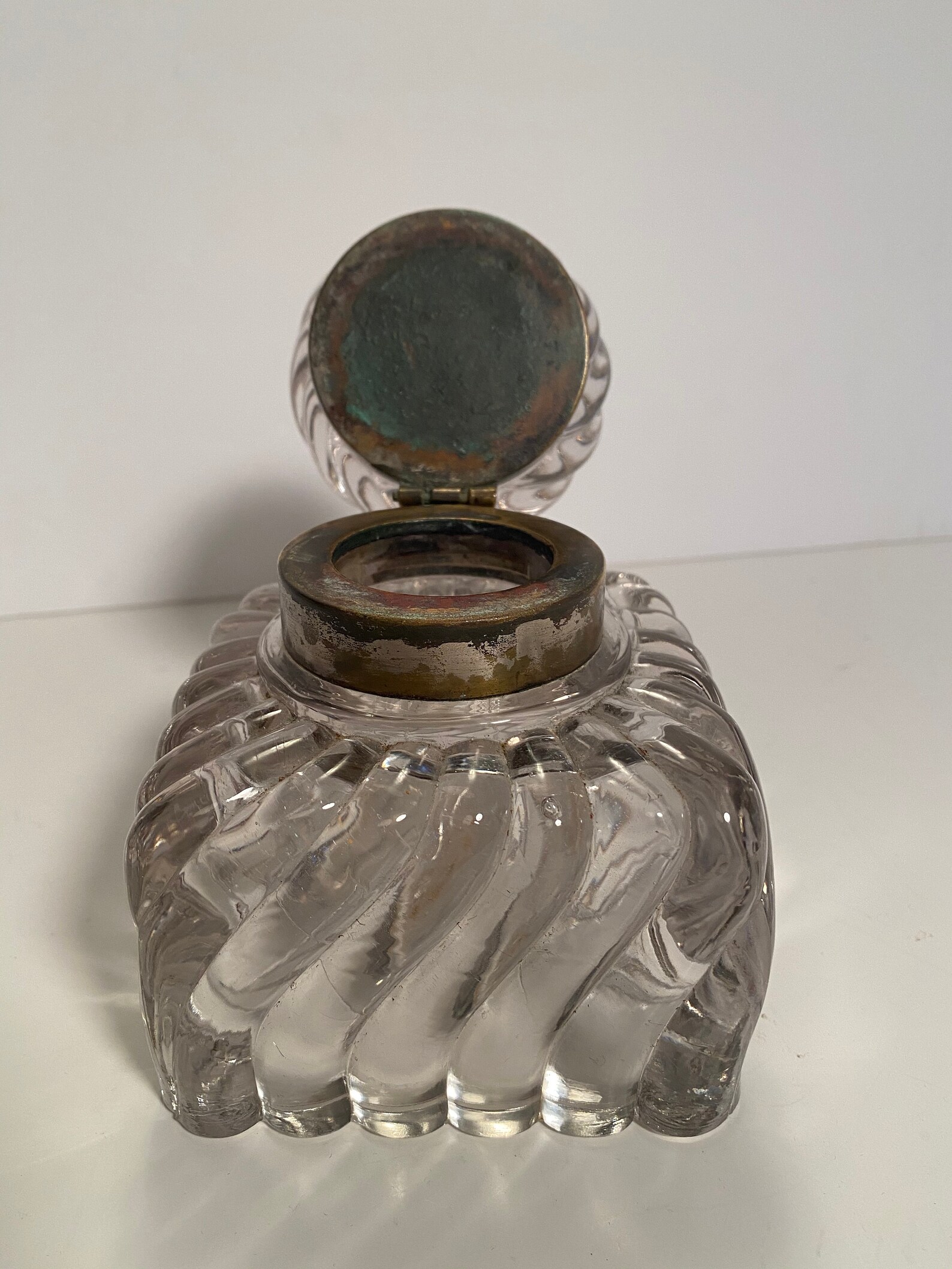 Sale!!!!vintage Crystal Ink Well With Silver Plate Trim - Etsy
