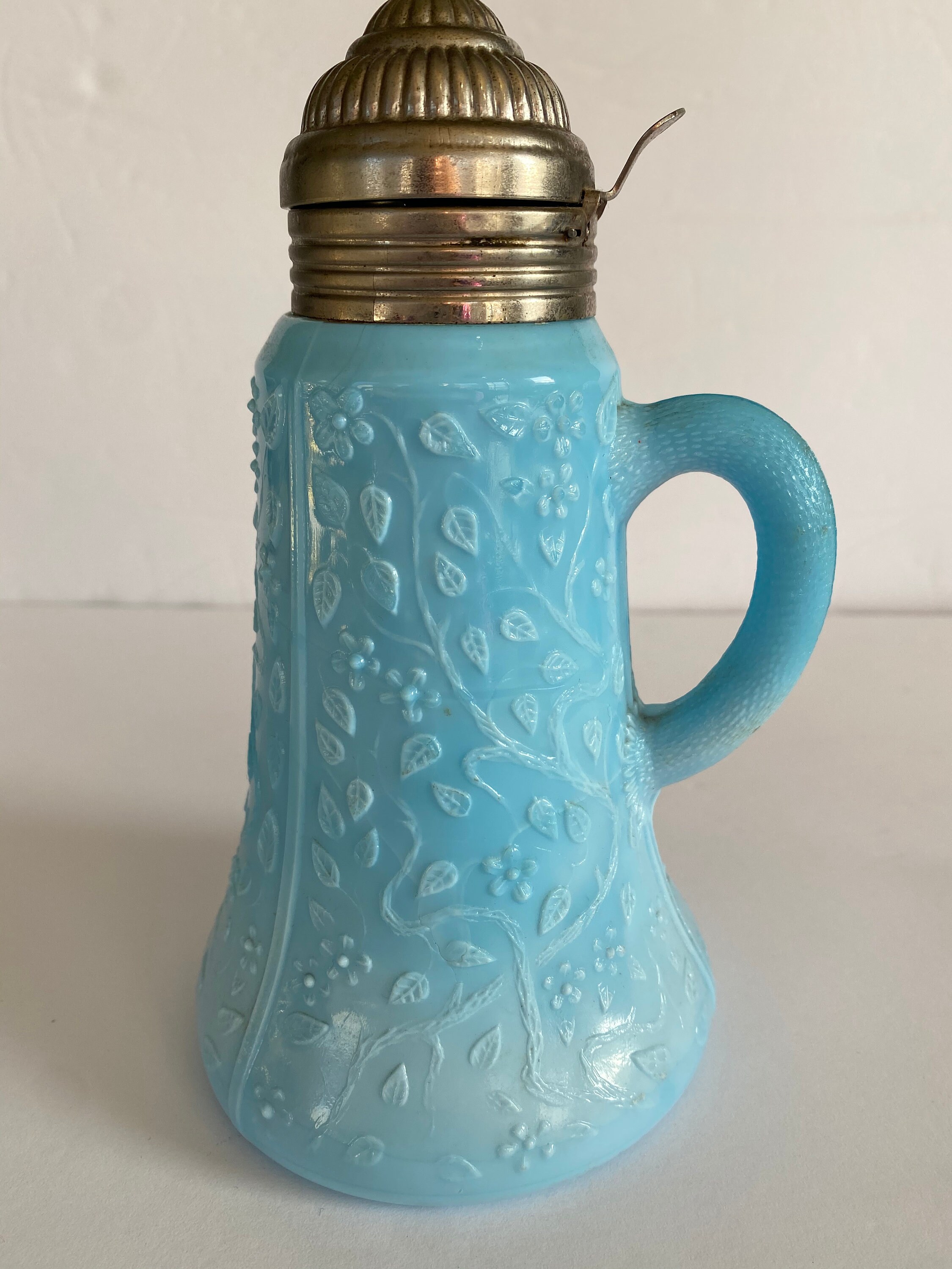 Sale!!!antique Blue Milk Glass Syrup Container From the Eighteen ...