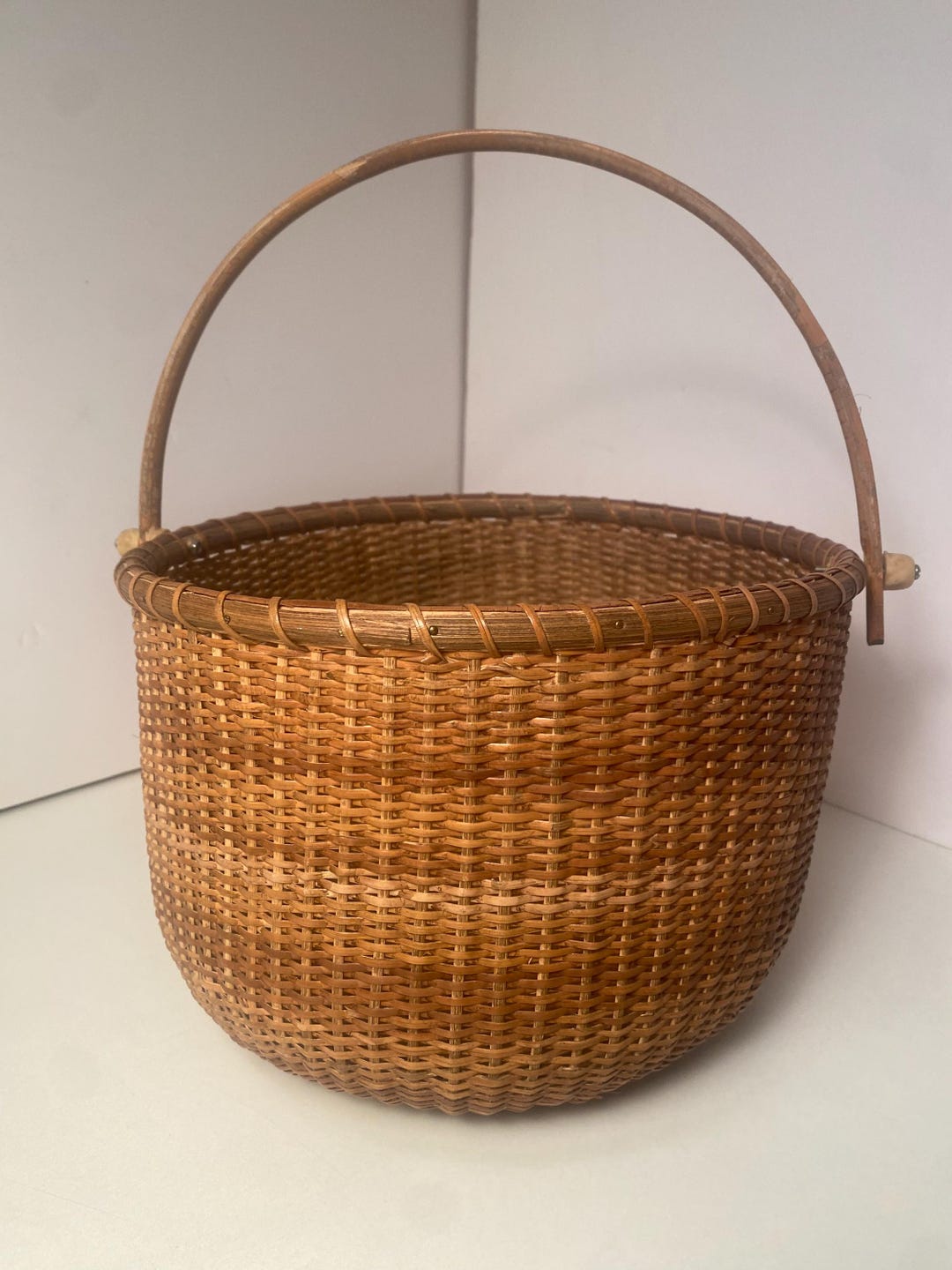Vintage Nantucket Basket is a Splint & Cane Market Basket With Solid ...