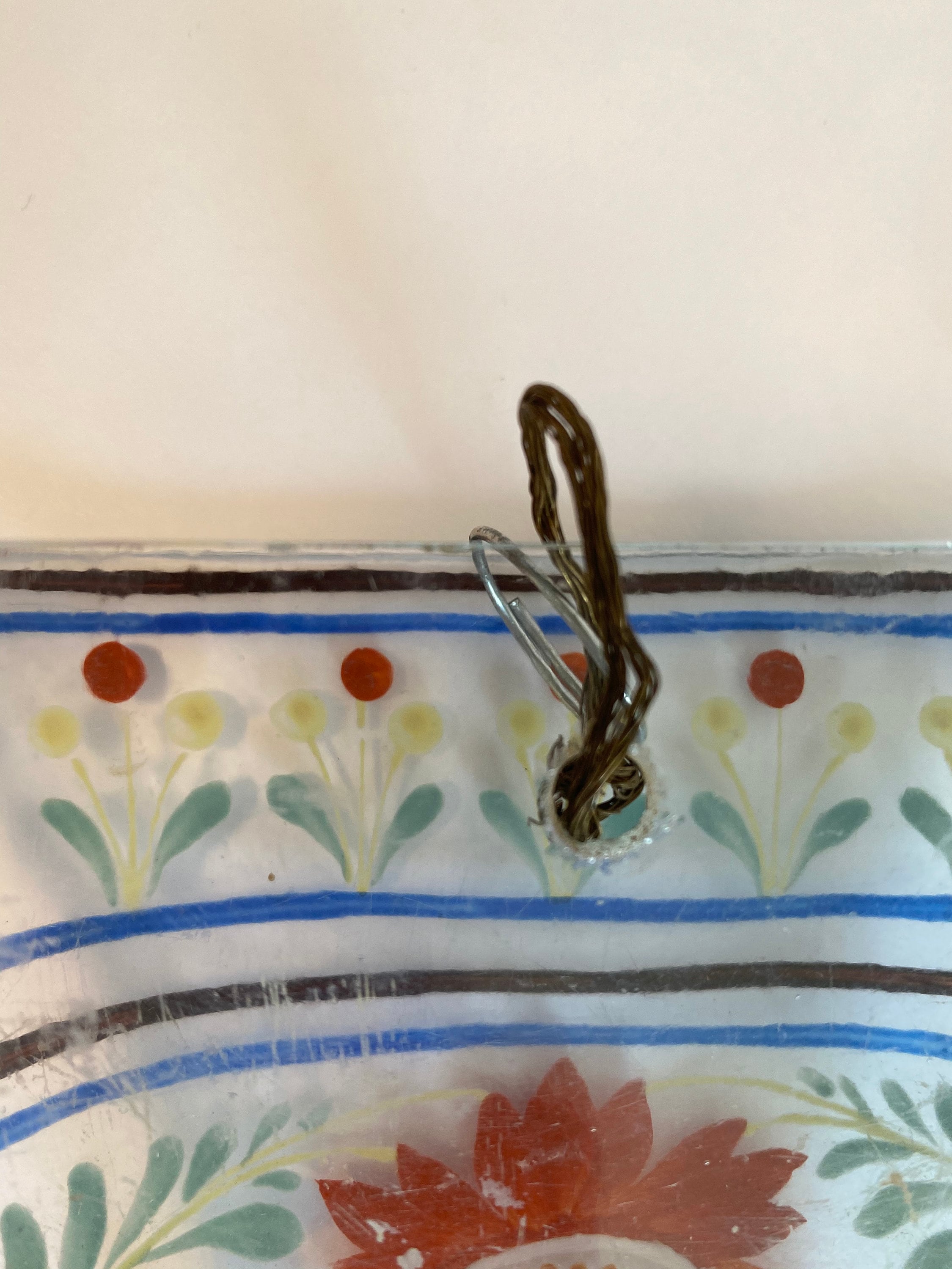 Vintage Hand Painted Glass Wall Pocket - Etsy