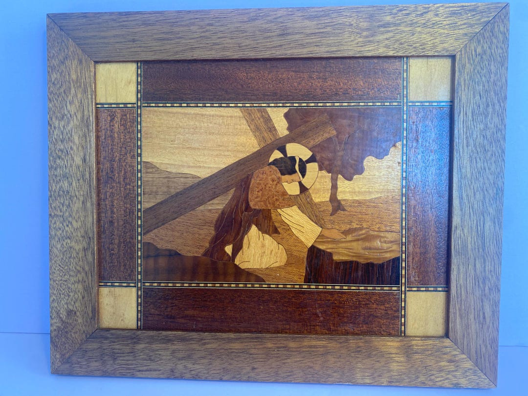 Sale!!!!vintage 1950’s Religious Scene German Wood Intarsia - Etsy