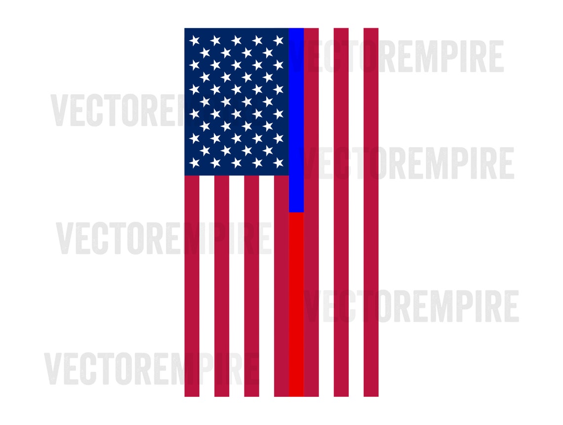 Thin Blue and Red Line Flag SVG Thin Red Line Flag DXF American Flag ...