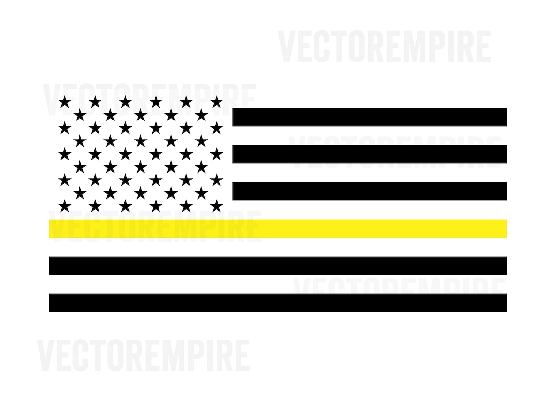 Thin Yellow Line Flag SVG American Flag SVG Dispatchers Clip Art, Thin ...