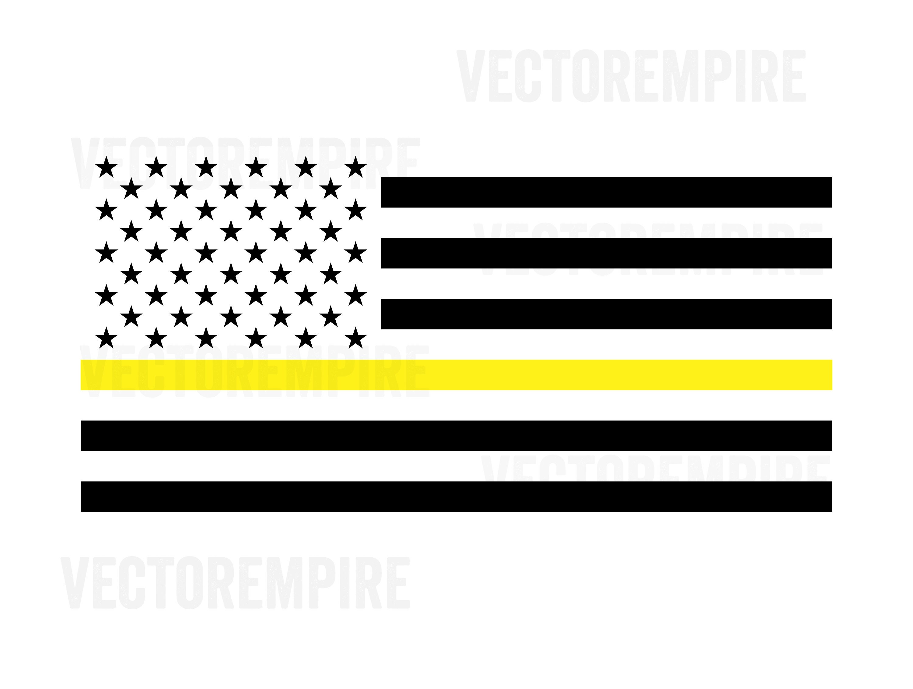 Thin Yellow Line Flag SVG American Flag SVG Dispatchers Clip Art, Thin ...
