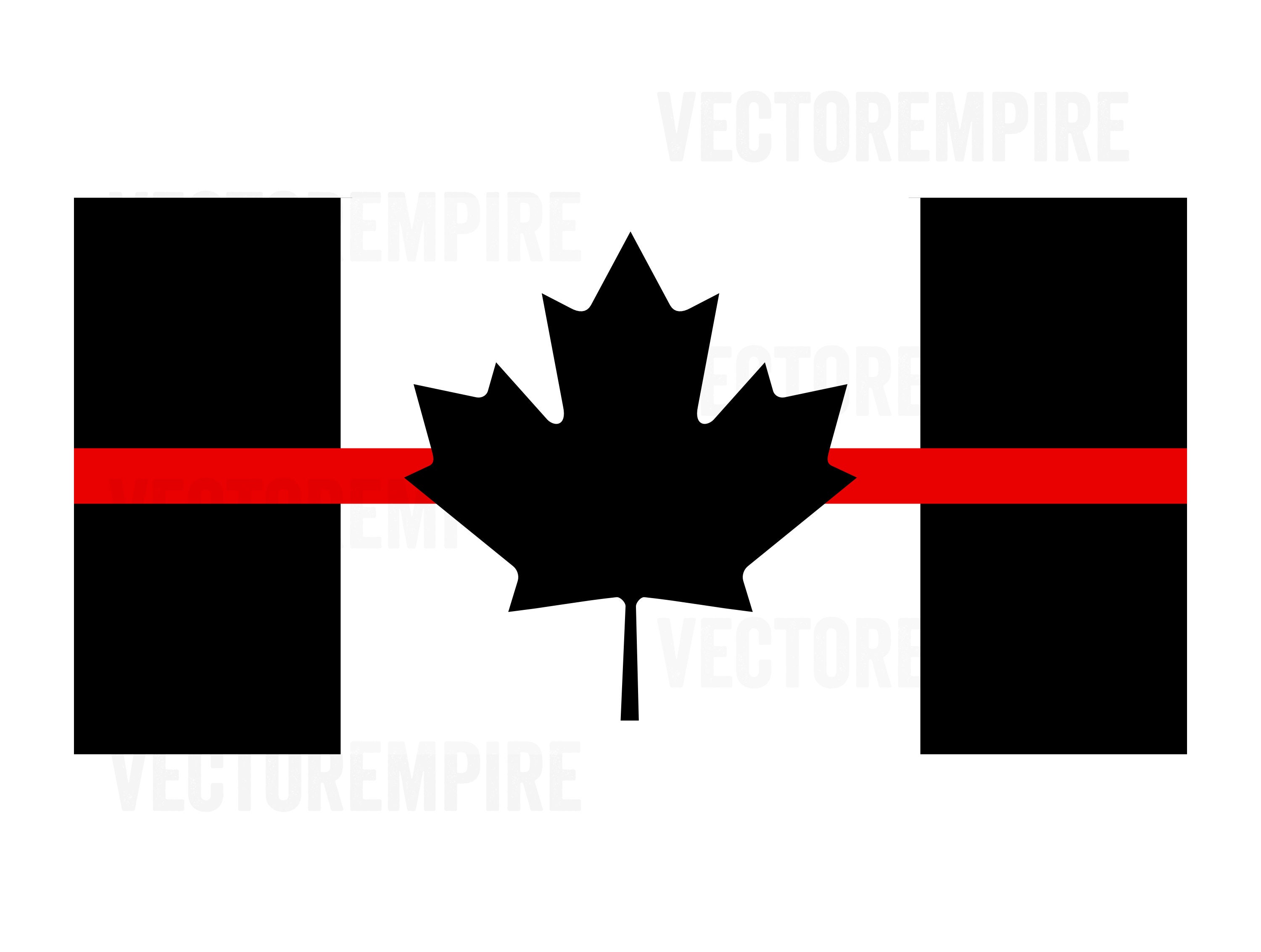 Thin Red Line Flag SVG, Canadian Flag SVG, Firefighter Cricut File ...