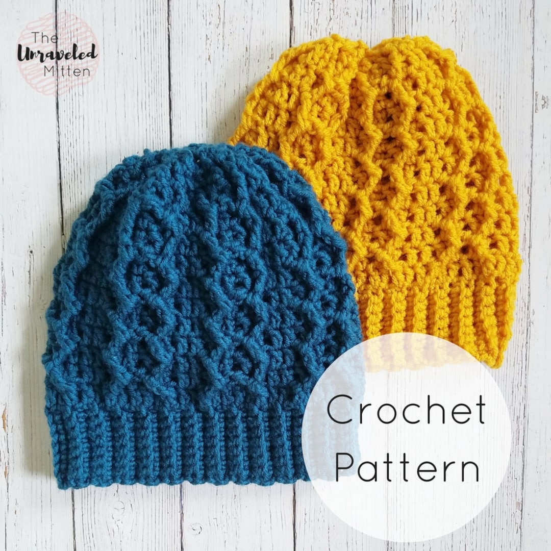 Cable Crochet Hat Pattern. Honeycomb Cabled Hat. Digital Download ...