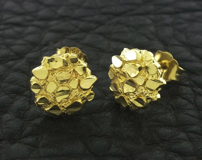 Yellow Gold Nugget Stud Earrings, Nugget Earrings, 14k Gold Nugget ...