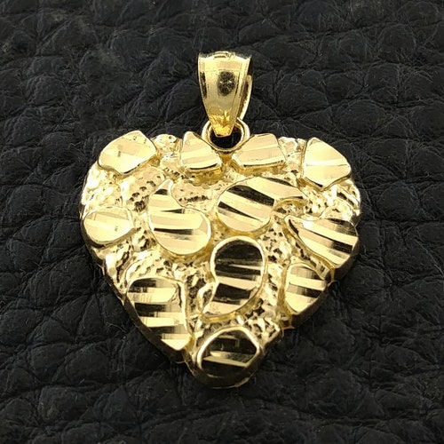 14k Yellow Solid Gold Big Size Slanted Heart and Slanted Star | Etsy