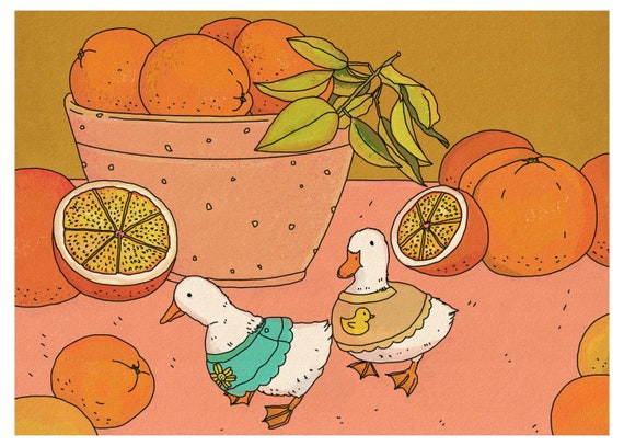 Orange Ducklings Art Print - Etsy