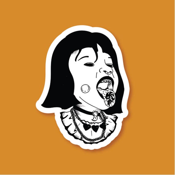 Black Dark Vinyl Grunge Sticker/Original Handmade | Etsy