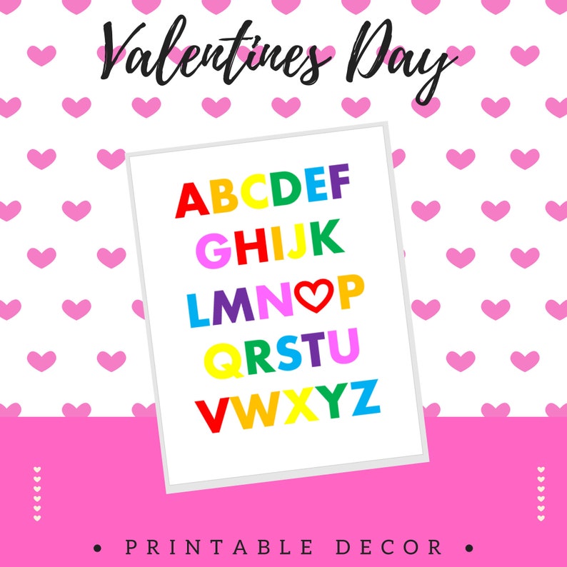 Valentines ABC Printable Valentines Day Decor Decor the - Etsy