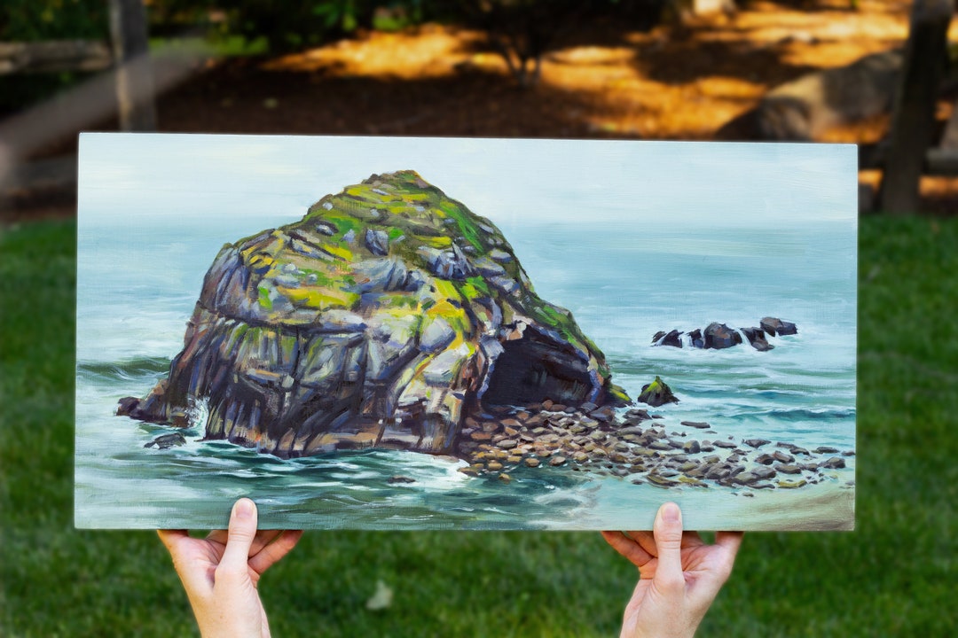 Sea Cave Landscape Oil Painting on Panel - Etsy