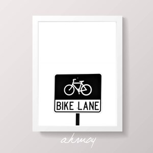 Bike Lane Road Sign Printable Wall Art Digital Download - Etsy Australia