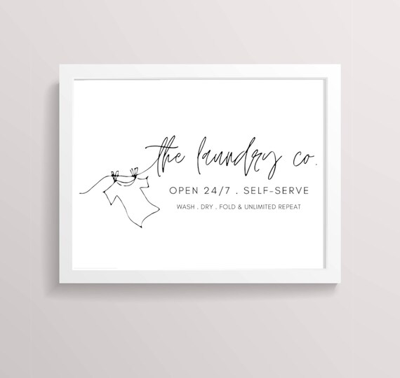 Modern Minimalist The Laundry Co Horizontal Laundry Sign Digital ...