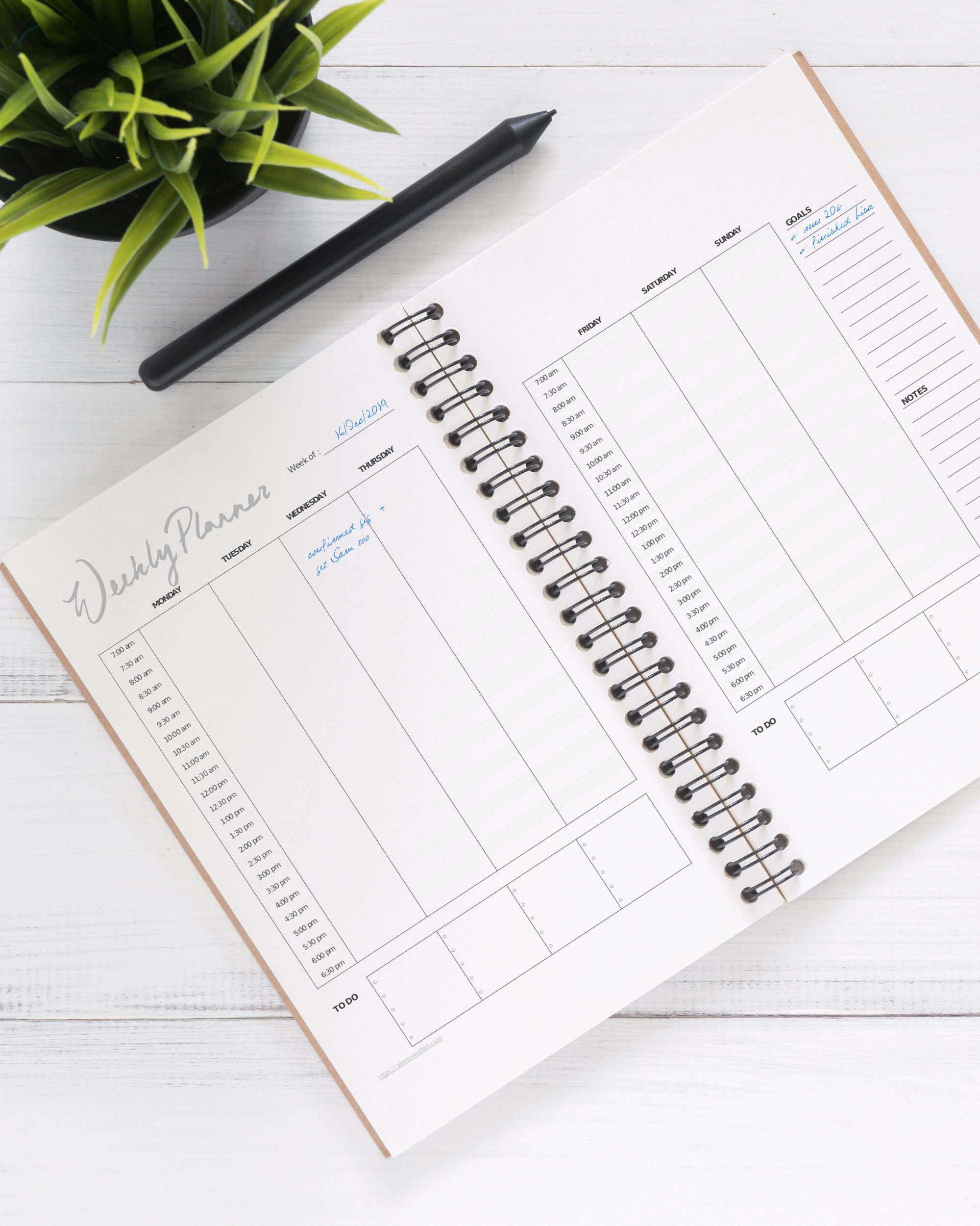 Hand Lettered Weekly Planner Printable on Two Pages Undated - Etsy 日本