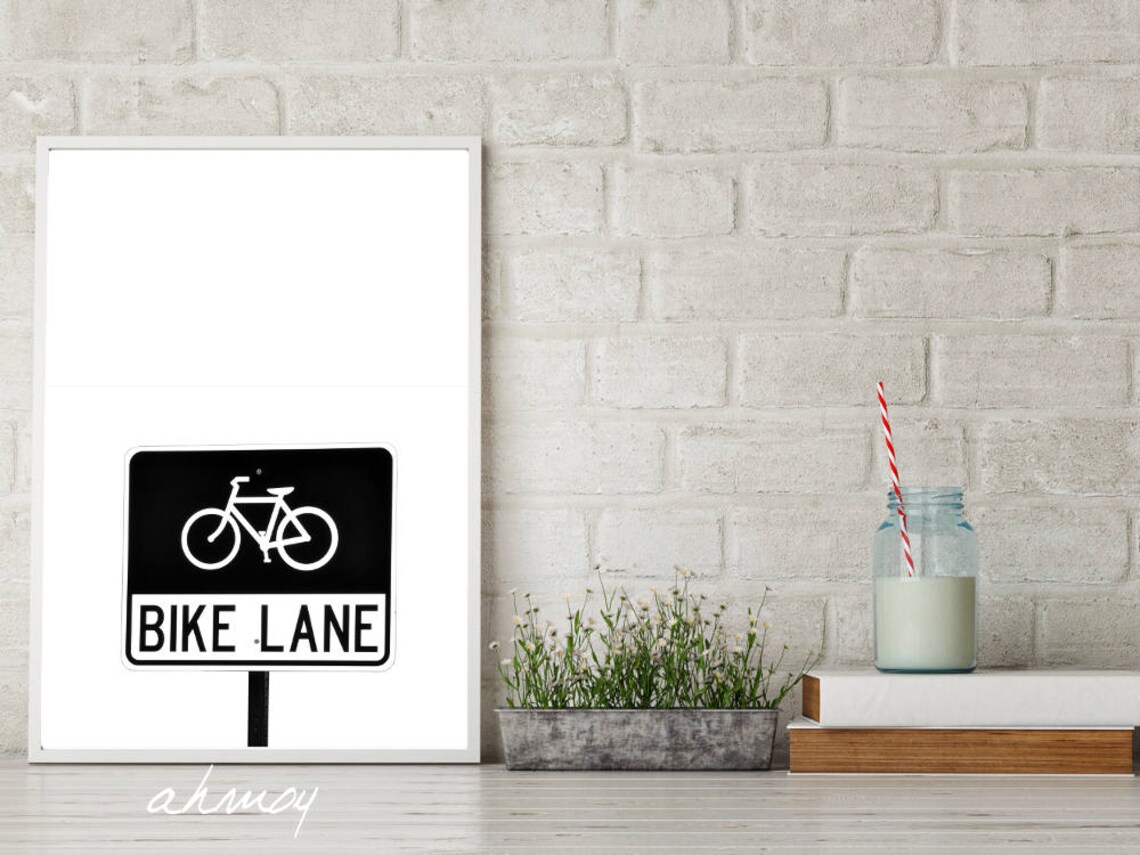 Bike Lane Road Sign Printable Wall Art Digital Download - Etsy Australia