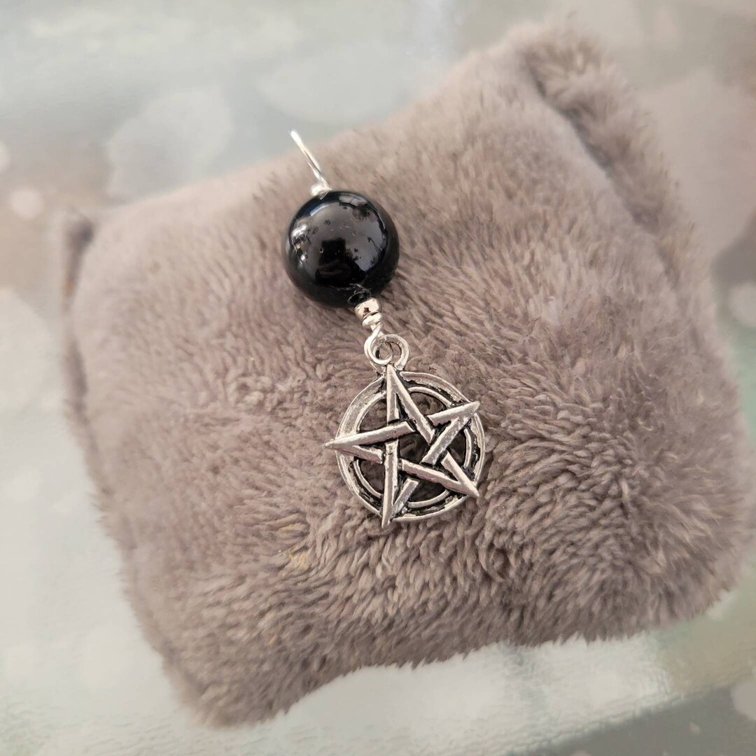 Back Tourmaline and Pentacle Pendant for Protection - Etsy