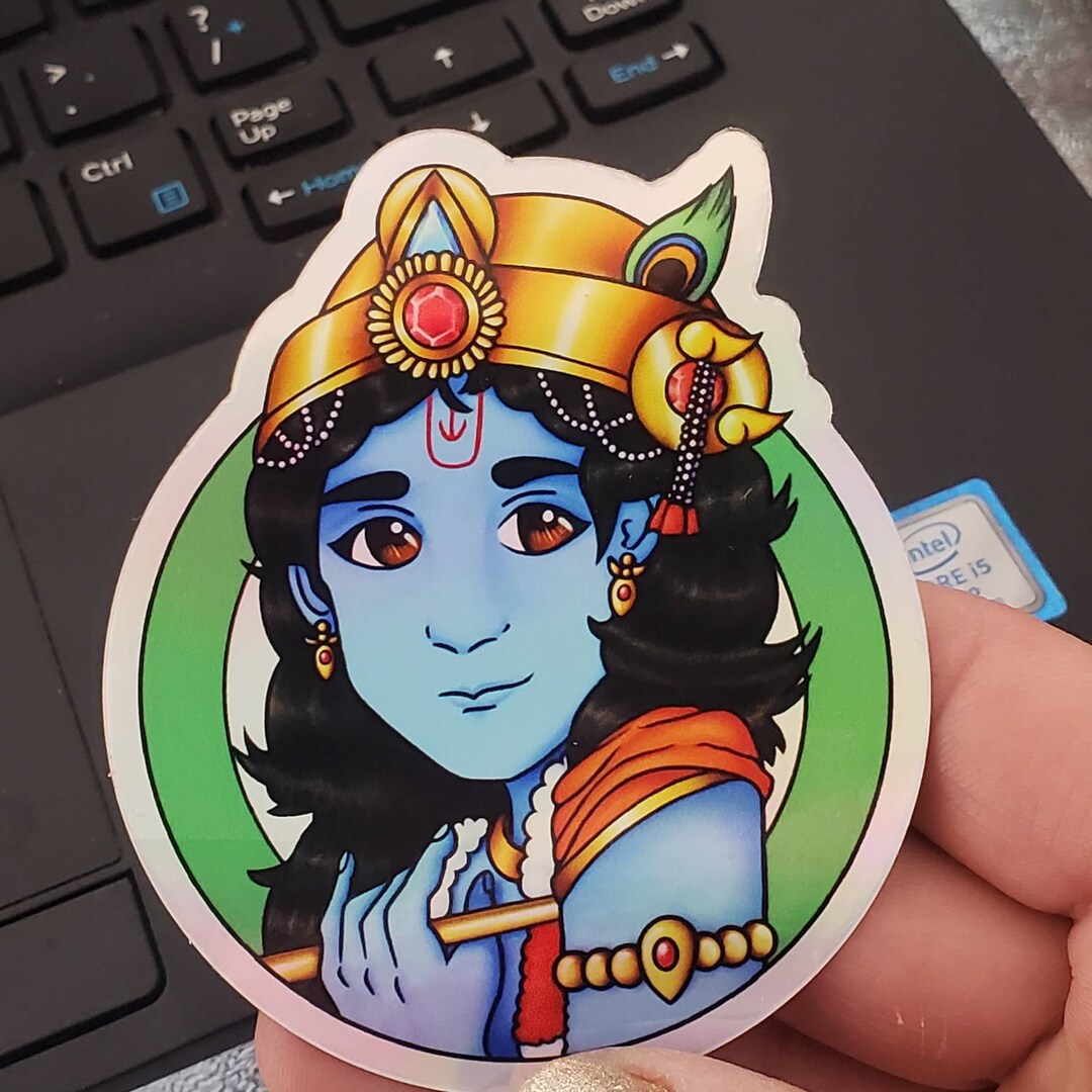 HOLOGRAPHIC Krishna Sticker, Eternal Blissed Logo, Krishna Decal, Hindu ...