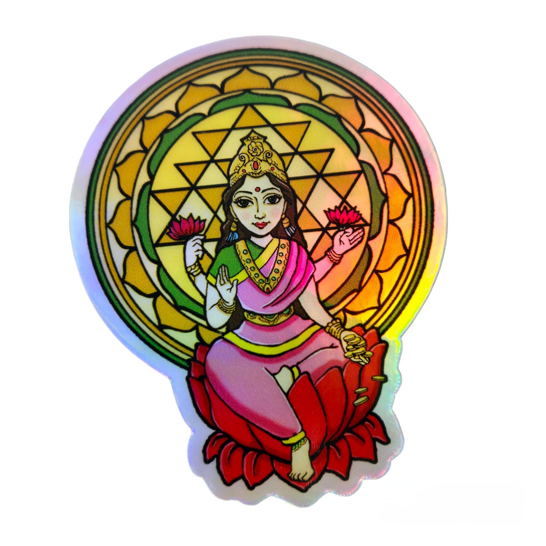 Lakshmi Holographic Sticker, Lakshmi Decal, Hindu Goddess Sticker, Devi ...