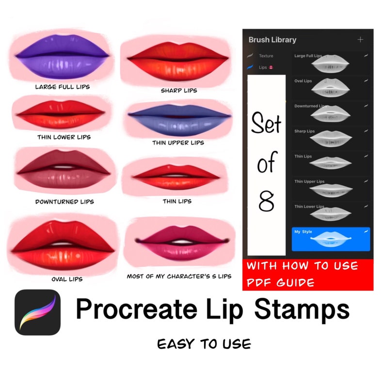 Procreate Lips/ Procreate Stamps/procreate Face | Etsy