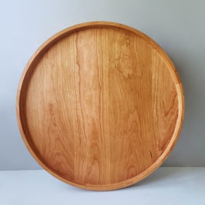 Extra Large Round Wood Tray / Cherry / Circle Coffee Table + Ottoman ...