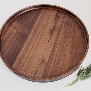 Round Wood Tray / Black Walnut / Circle Coffee Table + Ottoman Tray ...