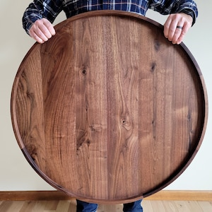 Extra Large Round Wood Tray / Black Walnut / Circle Coffee Table ...