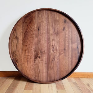 Extra Large Round Wood Tray / Black Walnut / Circle Coffee Table ...