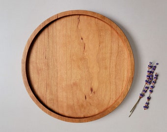 Round Wood Tray / Black Walnut / Shallow Circle Catchall Valet Tray - Etsy