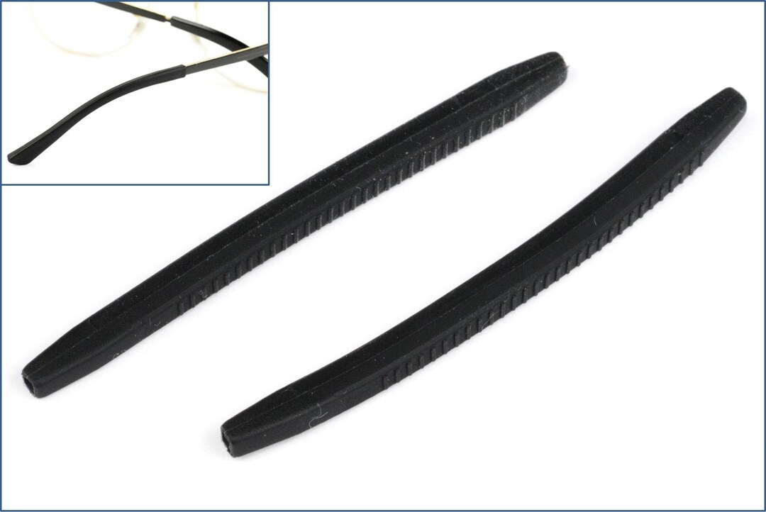 Black Silicone 6cm Glasses Eyeglass End Tipped Ear Hook Temple Frame ...