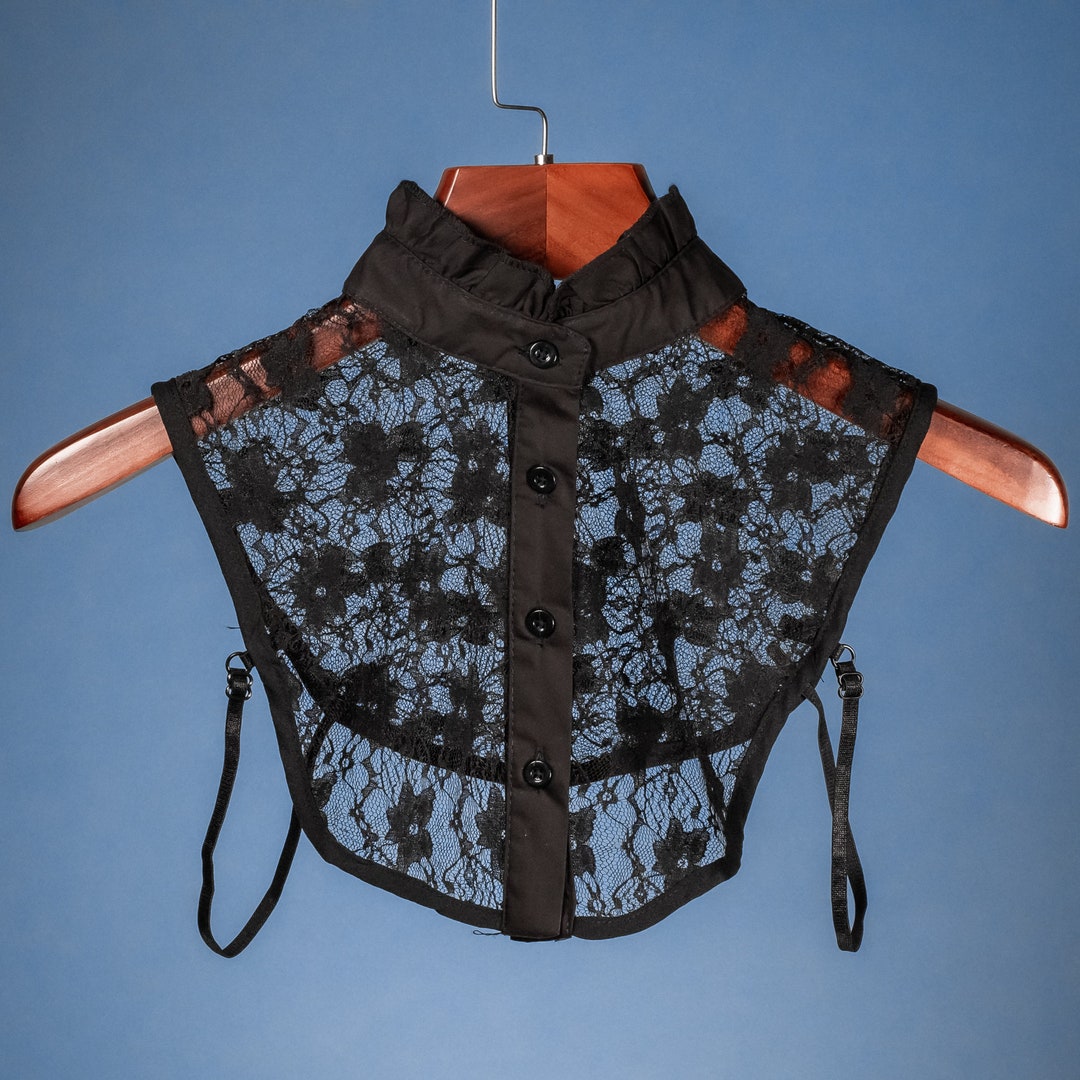 Black Ruffle False Upright Lace Collar Floral Design for Women - Etsy