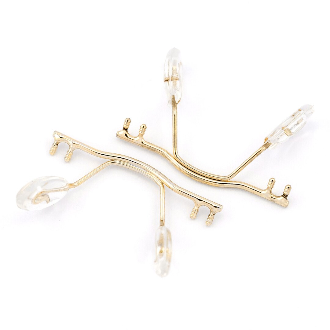 2pcs Gold 32mm Nose Bridge & Pads 3mm Barbs Stainless Steel Rimless ...