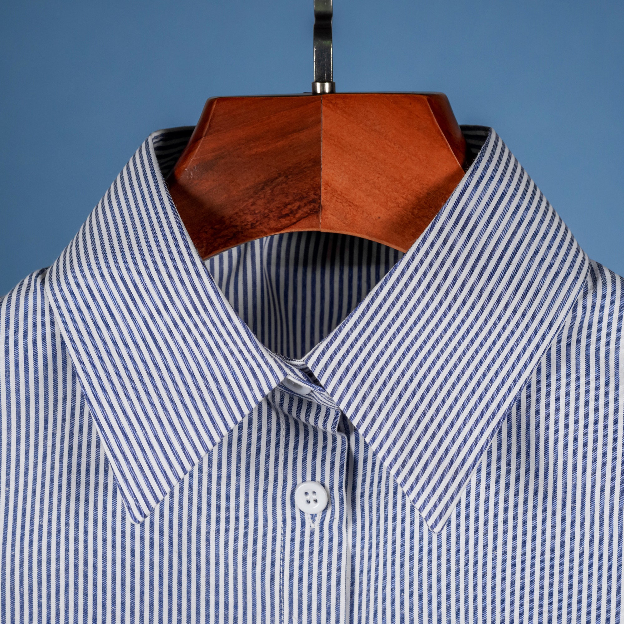 Blue Stripes False Classic Cotton Collar Striped Design for - Etsy UK