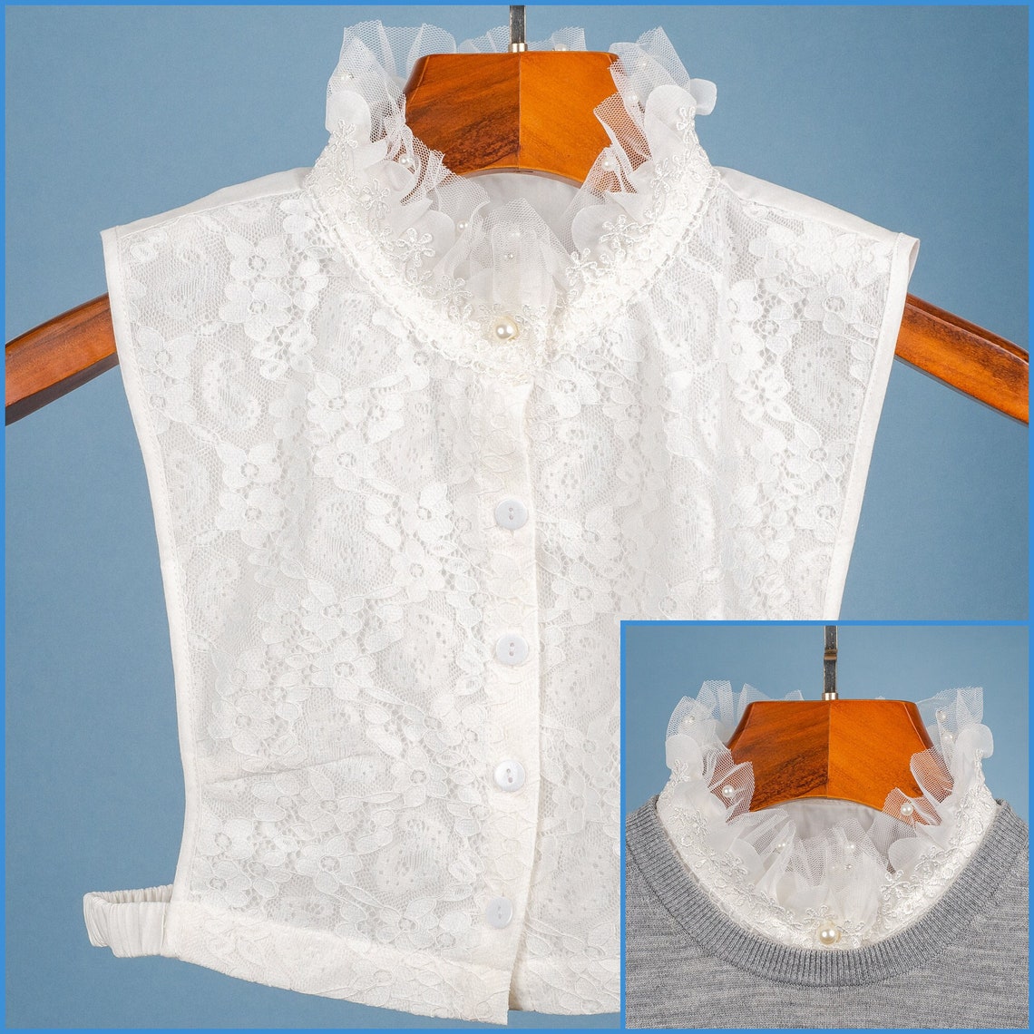 White Cotton False Upright Ruffle Lace Collar Design for Women - Etsy