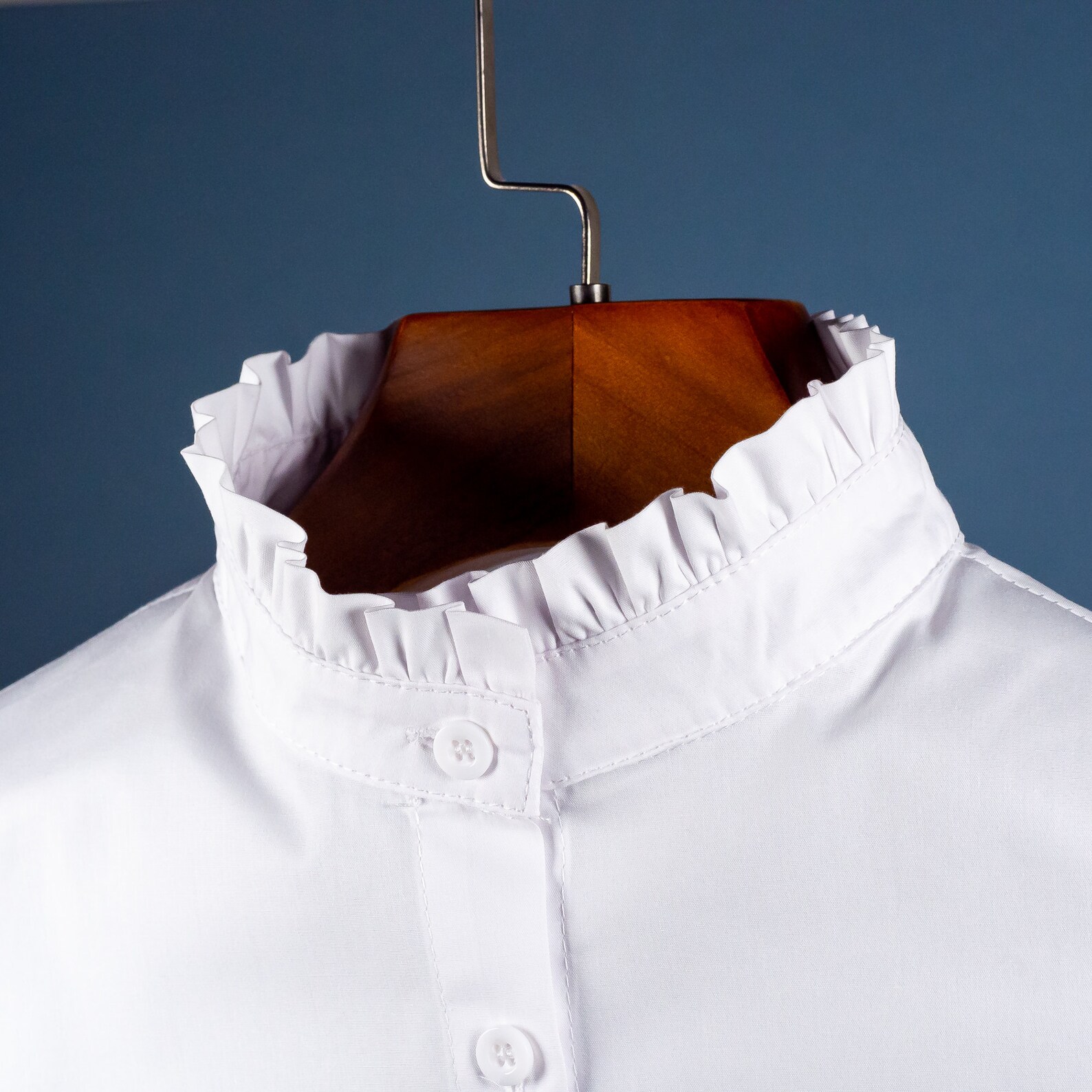 White Classic Cotton Ruffle False Upright Collar Design for - Etsy Israel