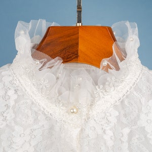 White Cotton False Upright Ruffle Lace Collar Design for Women Girls ...