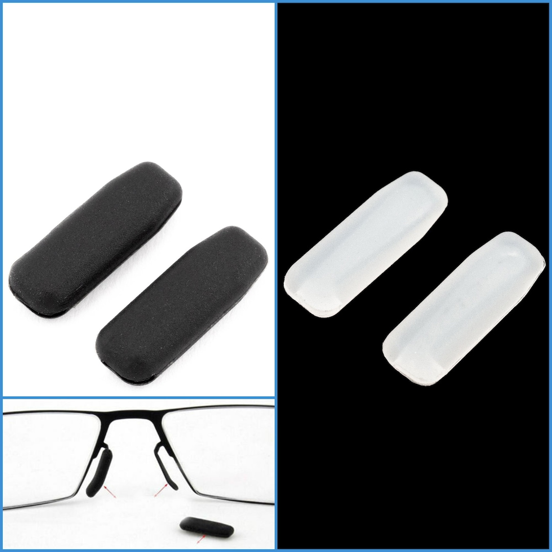 4pcs Black & Clear Silicone Nose Pads Slot in Insert Eyeglass Glasses ...