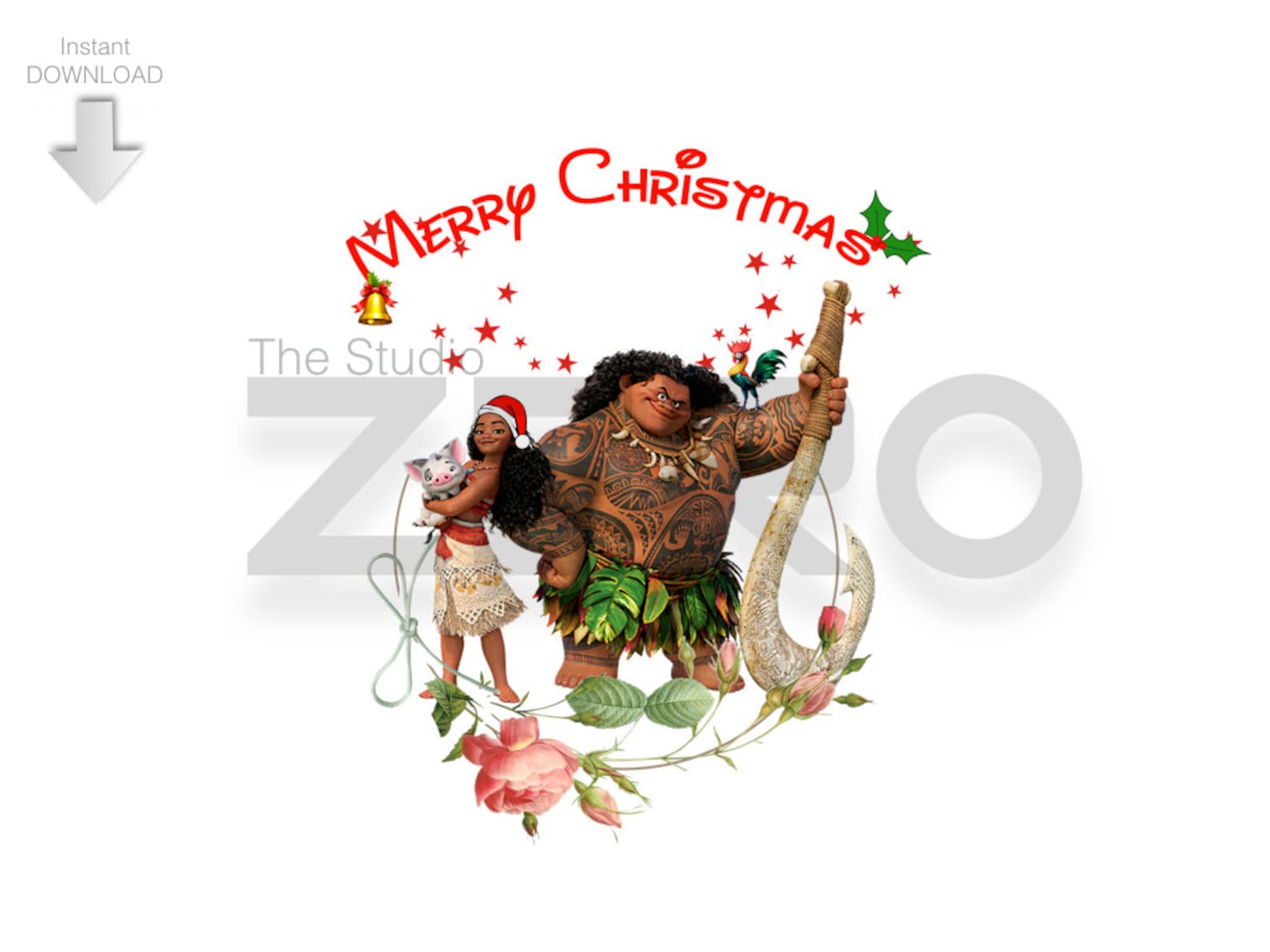 Disney Princess Moana Merry Christmas Digital Clipart | Etsy