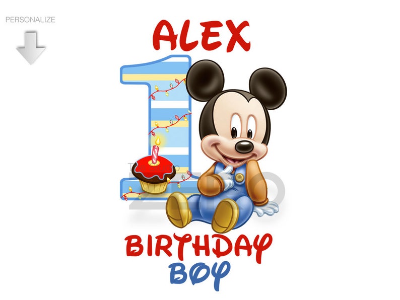 Disney Mickey Mouse Clipart Personalize Birthday Boy - Etsy