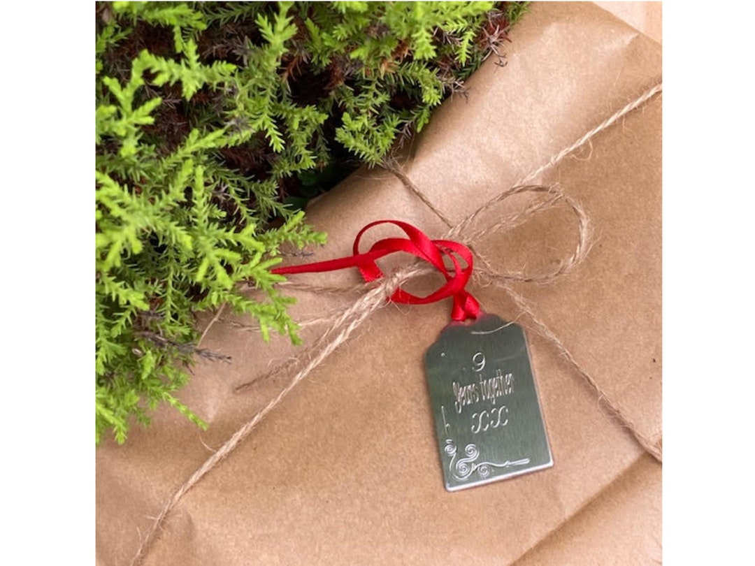 Personalised Metal Gift Tag, Custom Engraved Tag, Gift Wrapping ...