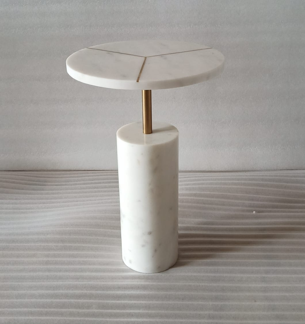 Marble Side Table/ Marble and Brass End Table/ Marble Night Table ...