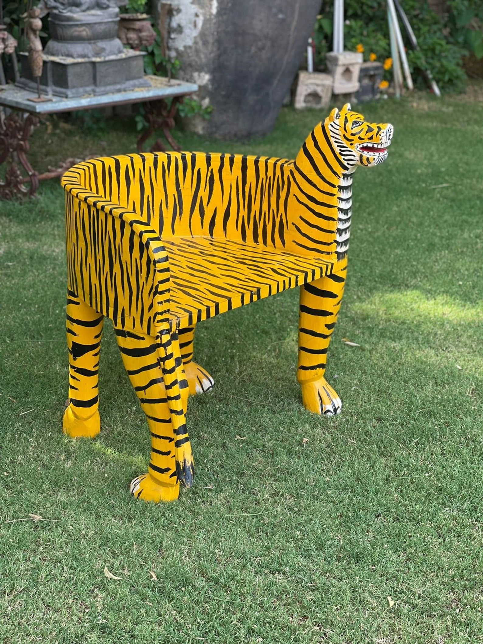 Indian Wooden Tiger Shaped Hand Made Maharaja Chair, Indian Wooden ...