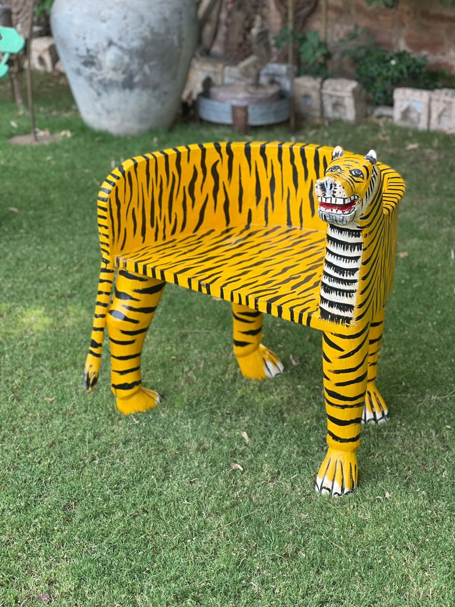 Indian Wooden Tiger Shaped Hand Made Maharaja Chair, Indian Wooden ...