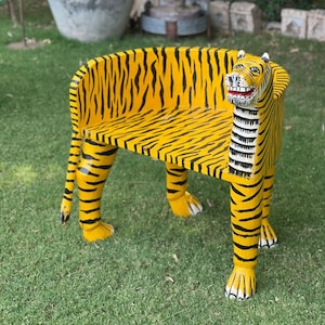 Indian Wooden Tiger Shaped Hand Made Maharaja Chair, Indian Wooden ...