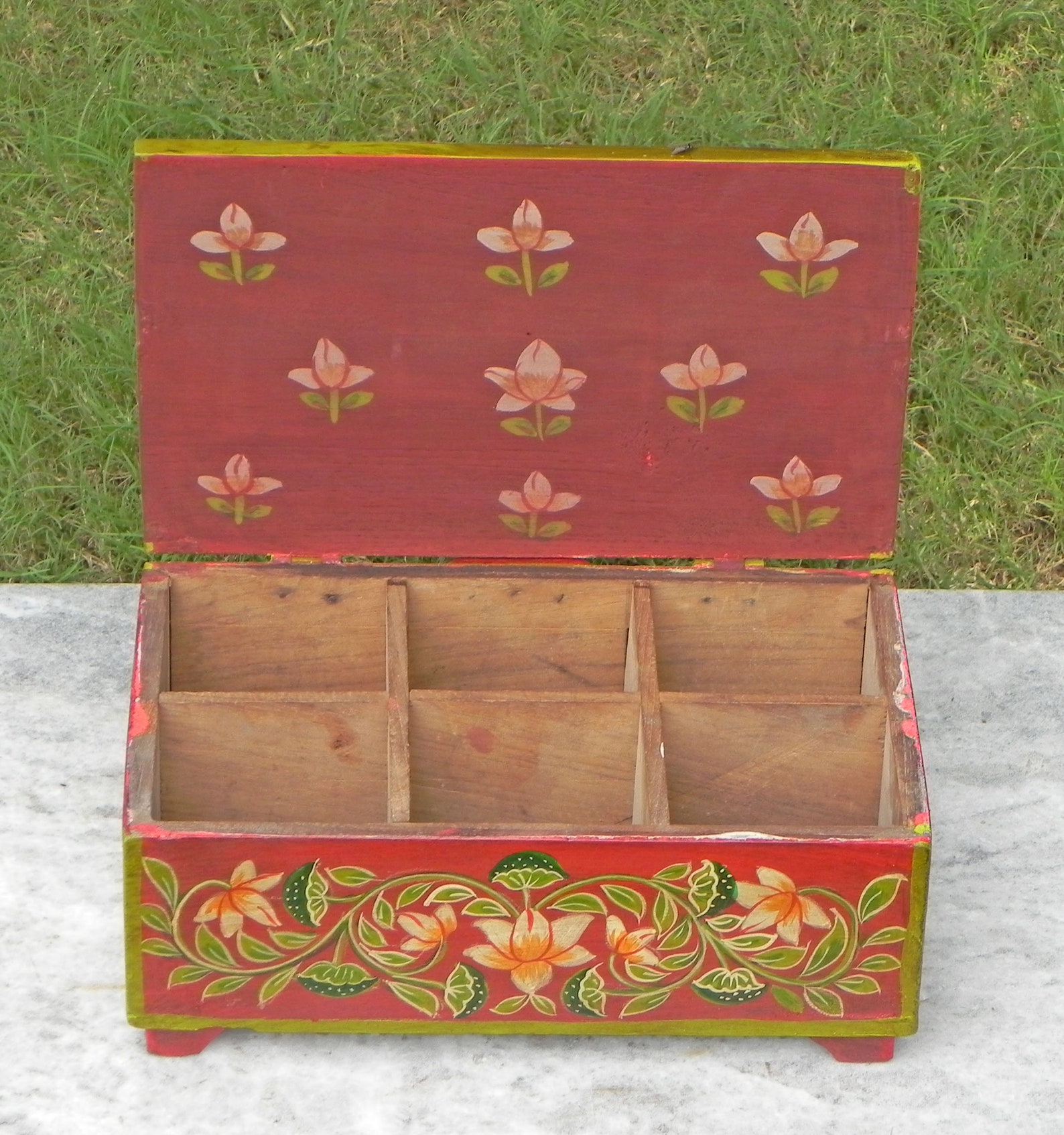 Vintage Indian Hand Painted Cash Box/ Indian Trunk Box, Jewelry Box ...
